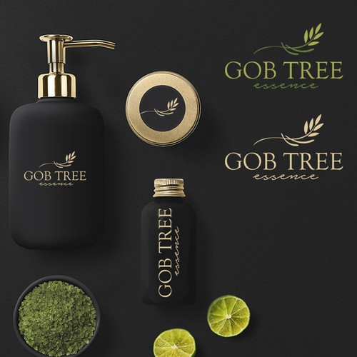 Logo for a stylish, natural beauty product called Gob Tree Essence ...
