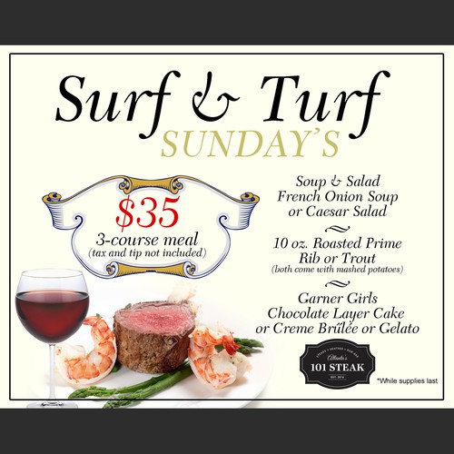 Steakhouse Surf and Turf advertisement | Postkarten, Flyer ...