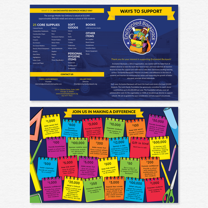 Fundraising Material for Charming Non-Profit, Enchanted Backpack ...