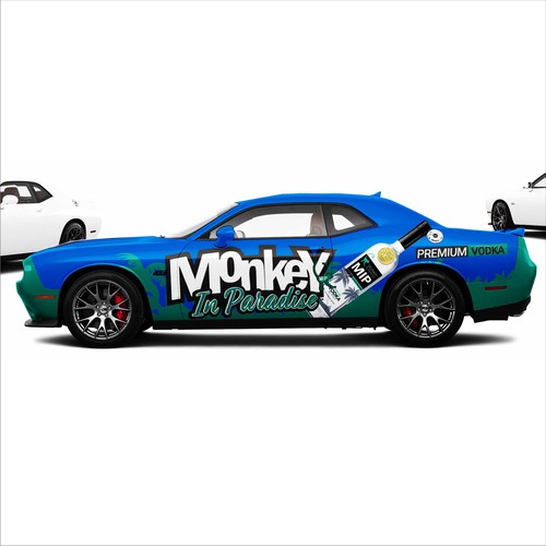 Monkey In Paradise Vodka's Dodge Challenger Wrap! | Car, truck or van ...