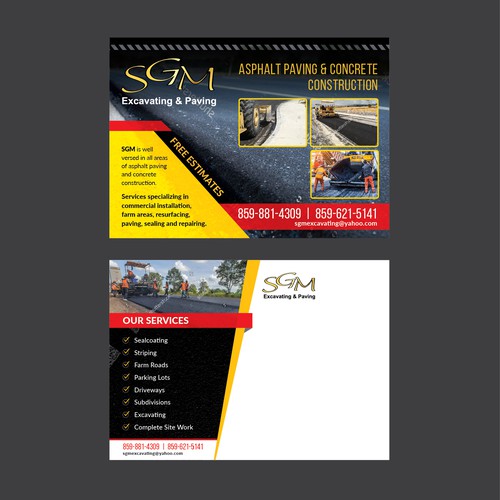 Eye catching post card advertising ASPHALT paving (Farms, driveways ...