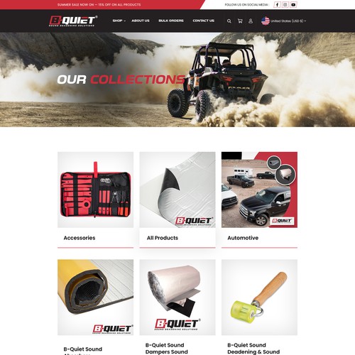 Designs | B-Quiet.com - Shopify Ecomm Store | Web page design contest