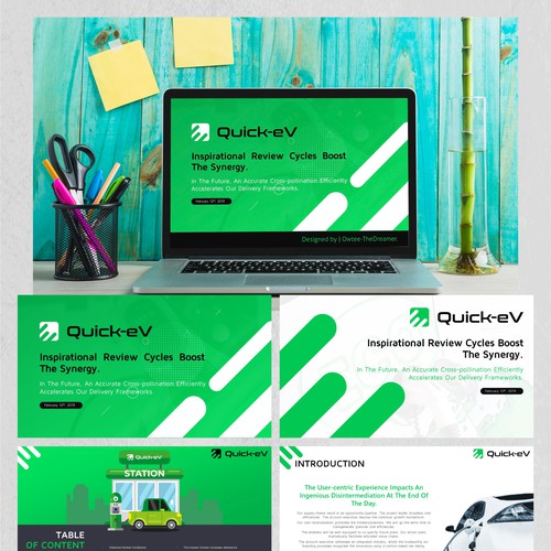 Design a sophisticated Powerpoint template for EV charging company ...