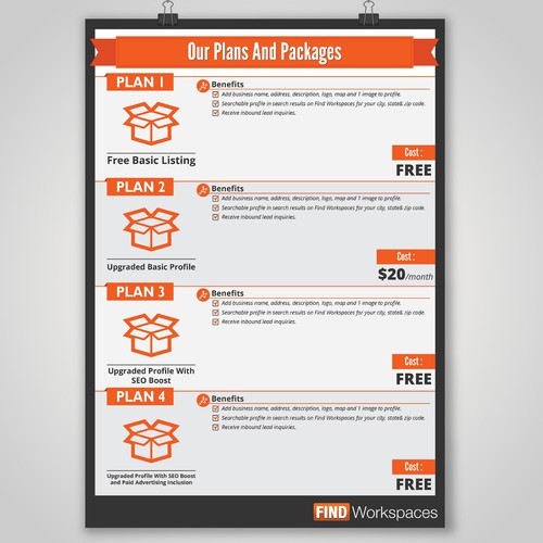 Create an engaging, simple and informational "advertising packages ...