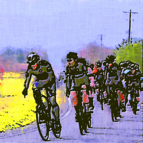 Create a stylized bicycle race art piece. Add your own creative flare ...