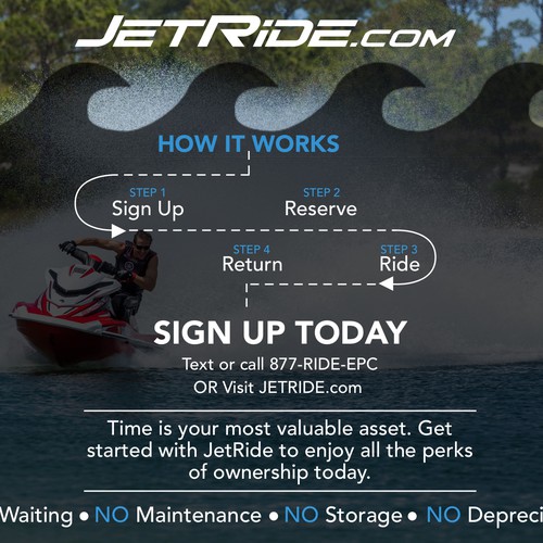 Create a postcard/flyer with an amazing look for a boat and jet ski ...