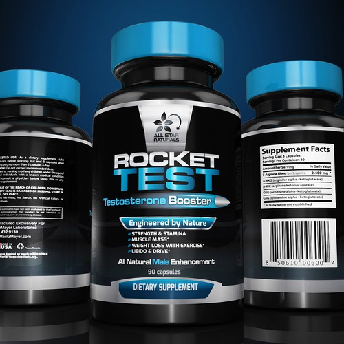 Create a standout product label for an all natural male testosterone ...