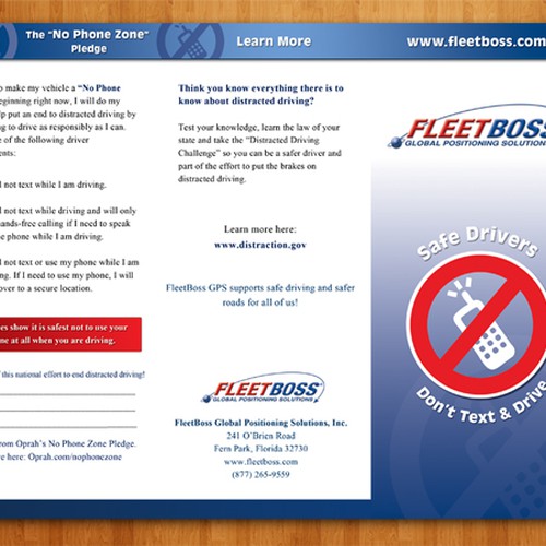 STOP Distracted Driving, public service brochure for USA company ...