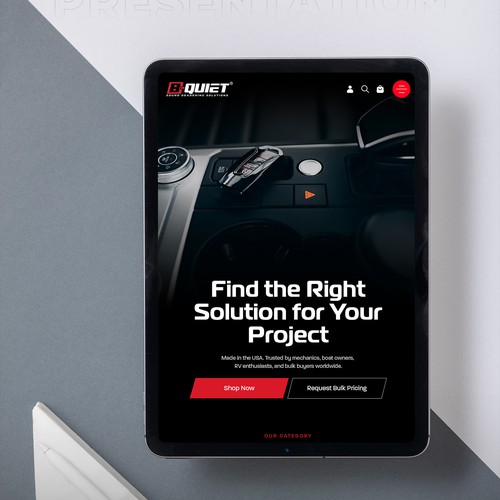 Designs | B-Quiet.com - Shopify Ecomm Store | Web page design contest
