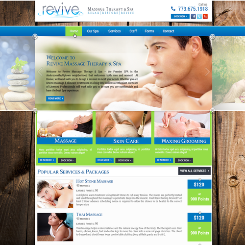 Modern/Sleek Website design for Revive Massage Therapy & Spa | Web page ...