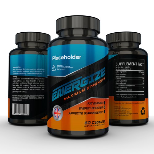 Aggressive Supplement Label for Pre-Workout Energy Supplement | Product ...