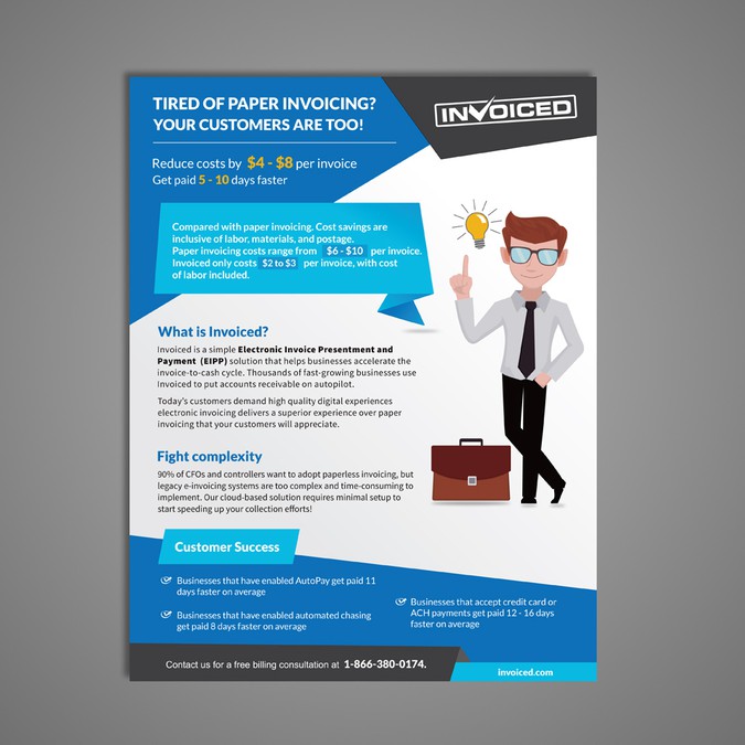 Design an attention-grabbing flyer for Invoiced.com | Postcard, flyer ...