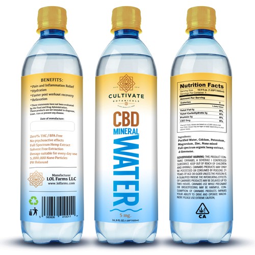 CBD water labe for california cannabis start up | Product label contest