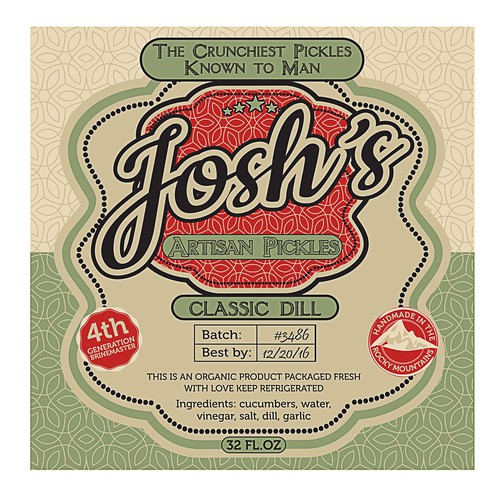 Josh's Artisan Pickles (label) | Product label contest