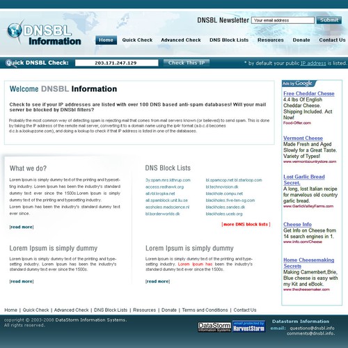 DNSBL.info one page template and logo redesign | Web page design contest