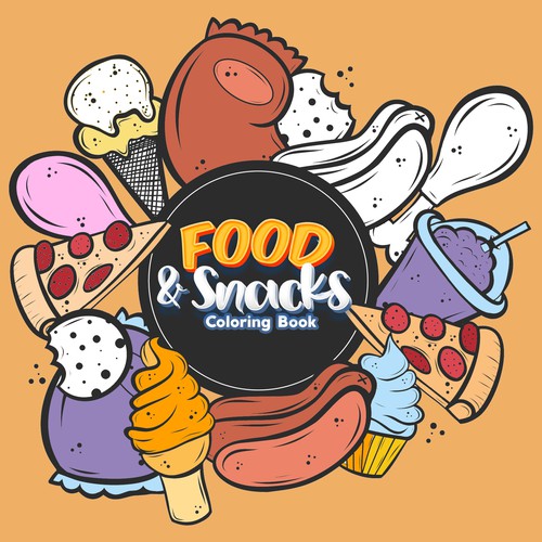Designs | Square Cover for Food & Snacks Coloring Book | Book cover contest