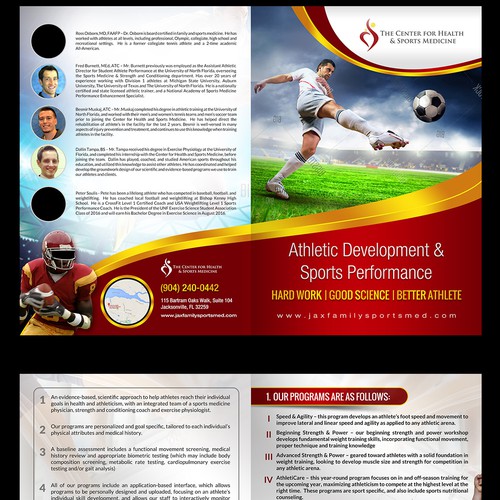 Athletic development and Sports Performance | Brochure contest