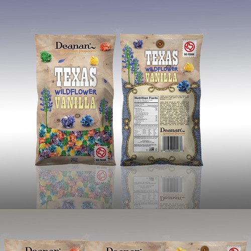 Design a "Popping" package for a new flavor of Deanan Gourmet Popcorn ...