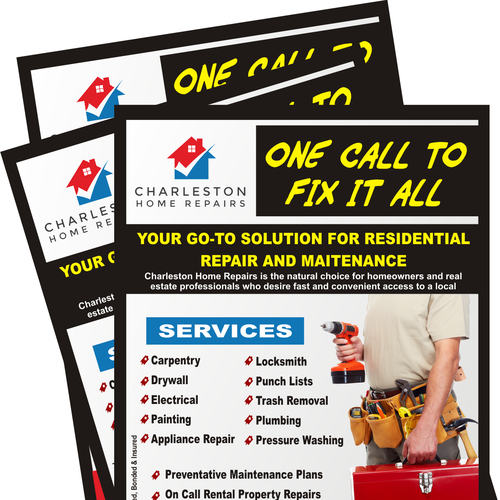 Create a stylish marketing flyer for a new home repair company ...