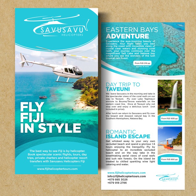 Fiji Helicopter tour agency needs eye catching flyer | Brochure contest