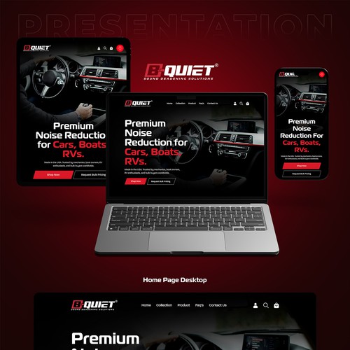 Designs | B-Quiet.com - Shopify Ecomm Store | Web page design contest