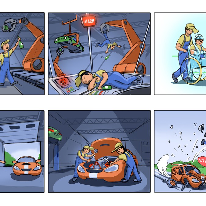 Robot cartoon story board for online poll | Illustration or graphics ...