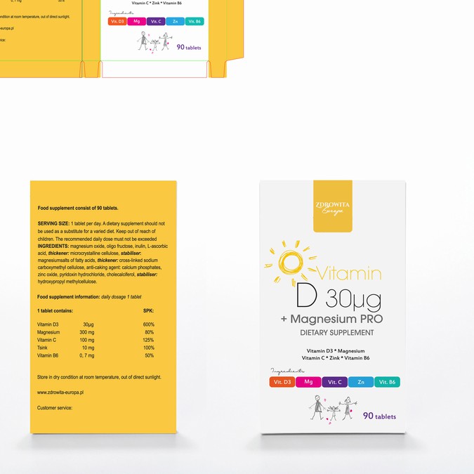 Kick ass design for Vitamin D and Magnesium package. | Product ...