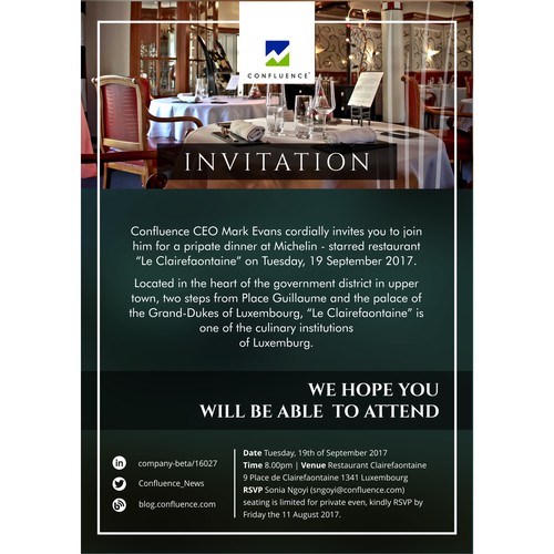 Dinner Invitation Design for Company Event | Card or invitation contest