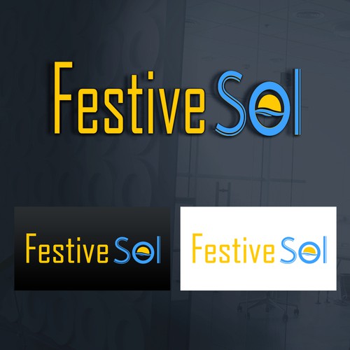 Create a modern, nature-inspired logo for solstice company Festive Sol ...