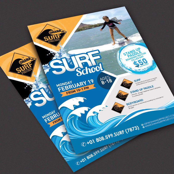 Create a flyer for a surf school camp | Concours: carte postale, flyer ...