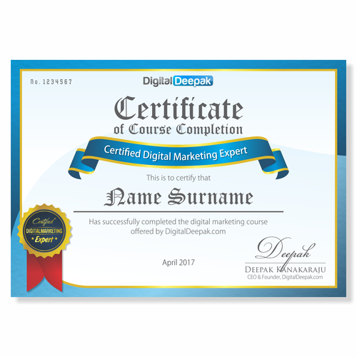 Create a Certificate Design for an Online Course | Other design contest