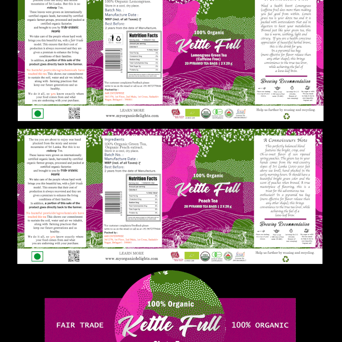 Organic tea Label for Tea Lovers | Product label contest