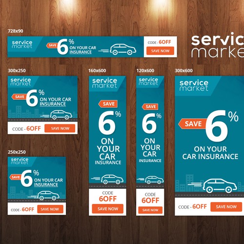 Modern/Hip Car Insurance Banner ads | Banner ad contest