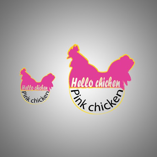 Design a korean fried chicken restaurant with neon pink color chicken ...