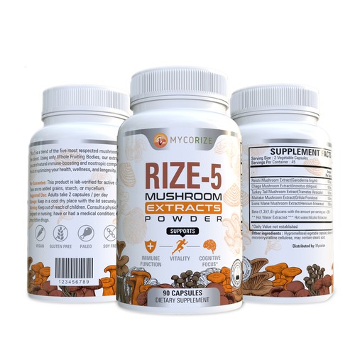 Designs | Mushroom Supplement Label Needed! Clean & Modern with a ...