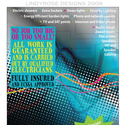 Designers! A funky new leaflet for electrical co. | Print or packaging ...