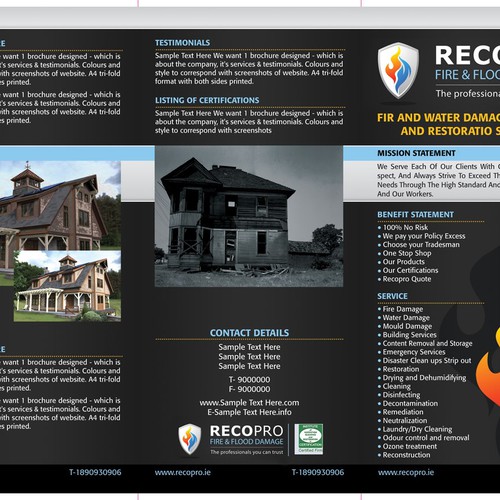 Brochure for Fire and Water Damage Restoration Company | Print or ...