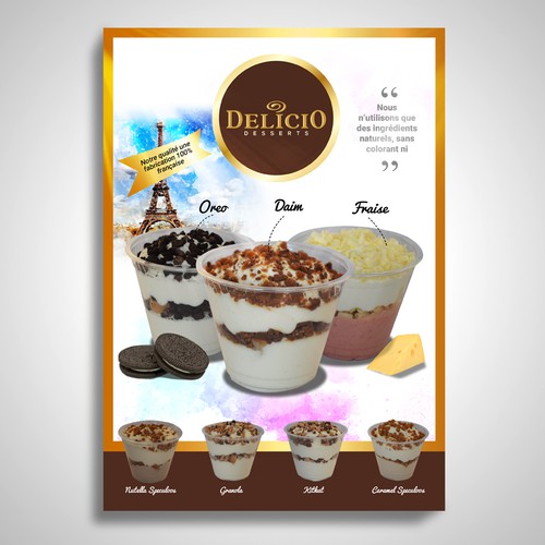Créer une affiche de la marque de dessert tiramisu DELICIO / Create a ...