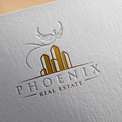 Luxury Real Estate Logo with a the Golden Phoenix | Logo design contest