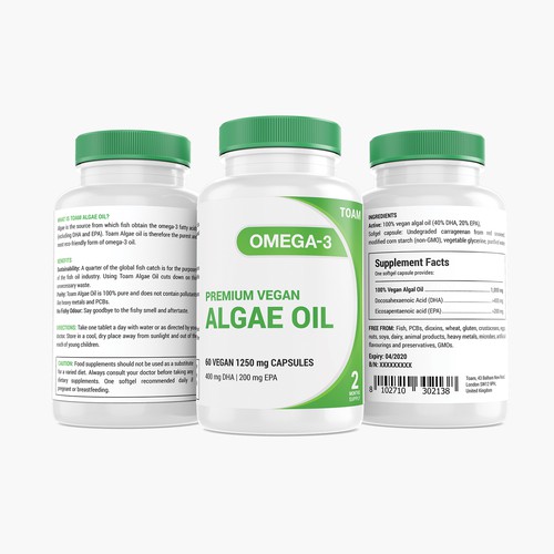 Algae Oil Food Label | Product label contest