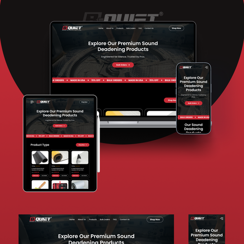 Designs | B-Quiet.com - Shopify Ecomm Store | Web page design contest