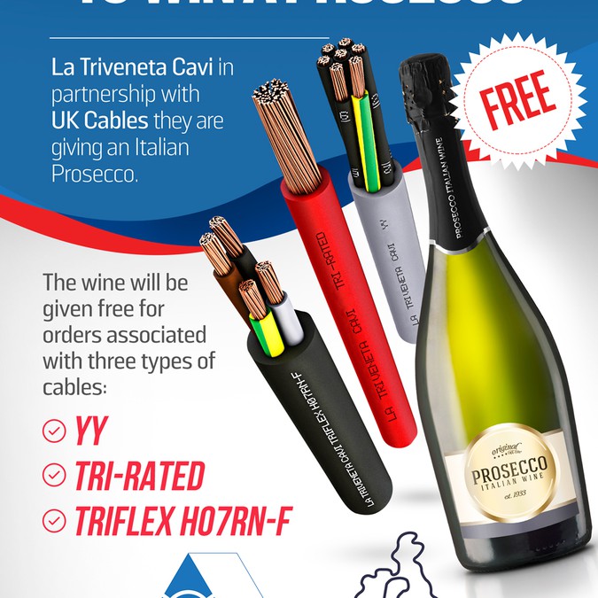 Promotion electrical cables for the UK market... with Prosecco ...