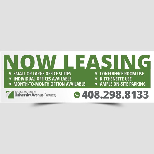 Create sleek leasing sign for modern office building. | Signage contest