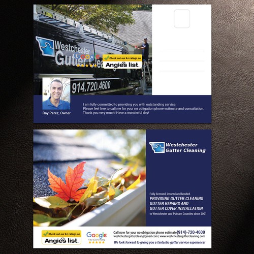 Gutter cleaning service needs a postcard | Stationery contest