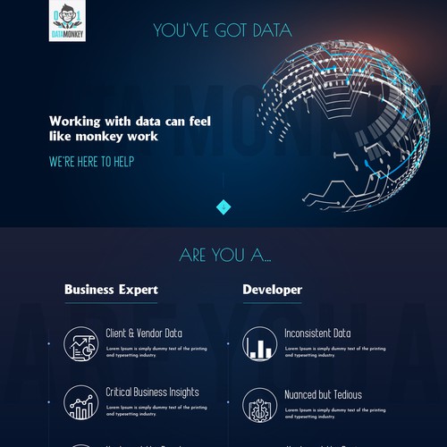 Design badass landing page for enterprise-scale data transformation ...