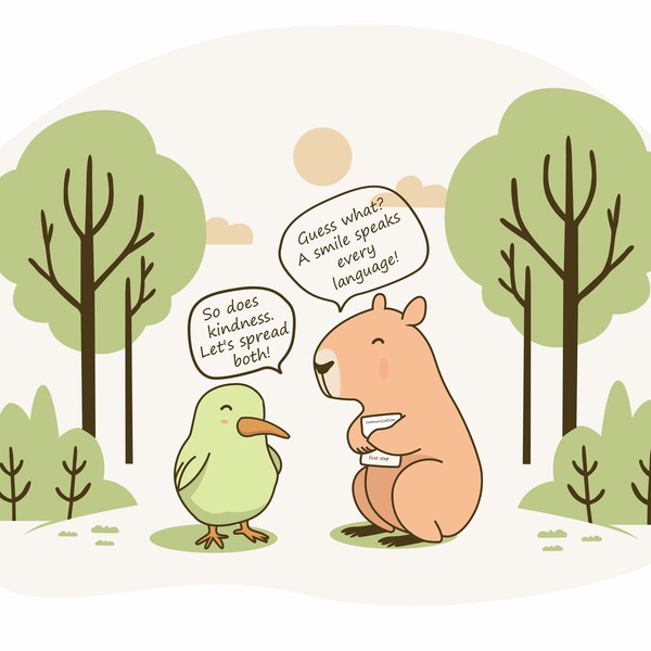 Playful capybara and kiwi bird brand for helping autistic adults ...