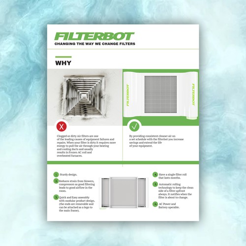Designs | Filterbot. Create a one to two page product sheet | Other ...