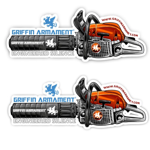Designs | Chainsaw and Firearm Suppressor Sticker Design | Sticker contest