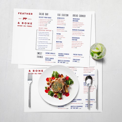PLACEMAT MENU DESIGN FOR HIGH END DELI & BUTCHERS SHOP | Menu contest