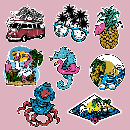 Design a beach/ocean themed vinyl sticker pack | Sticker contest
